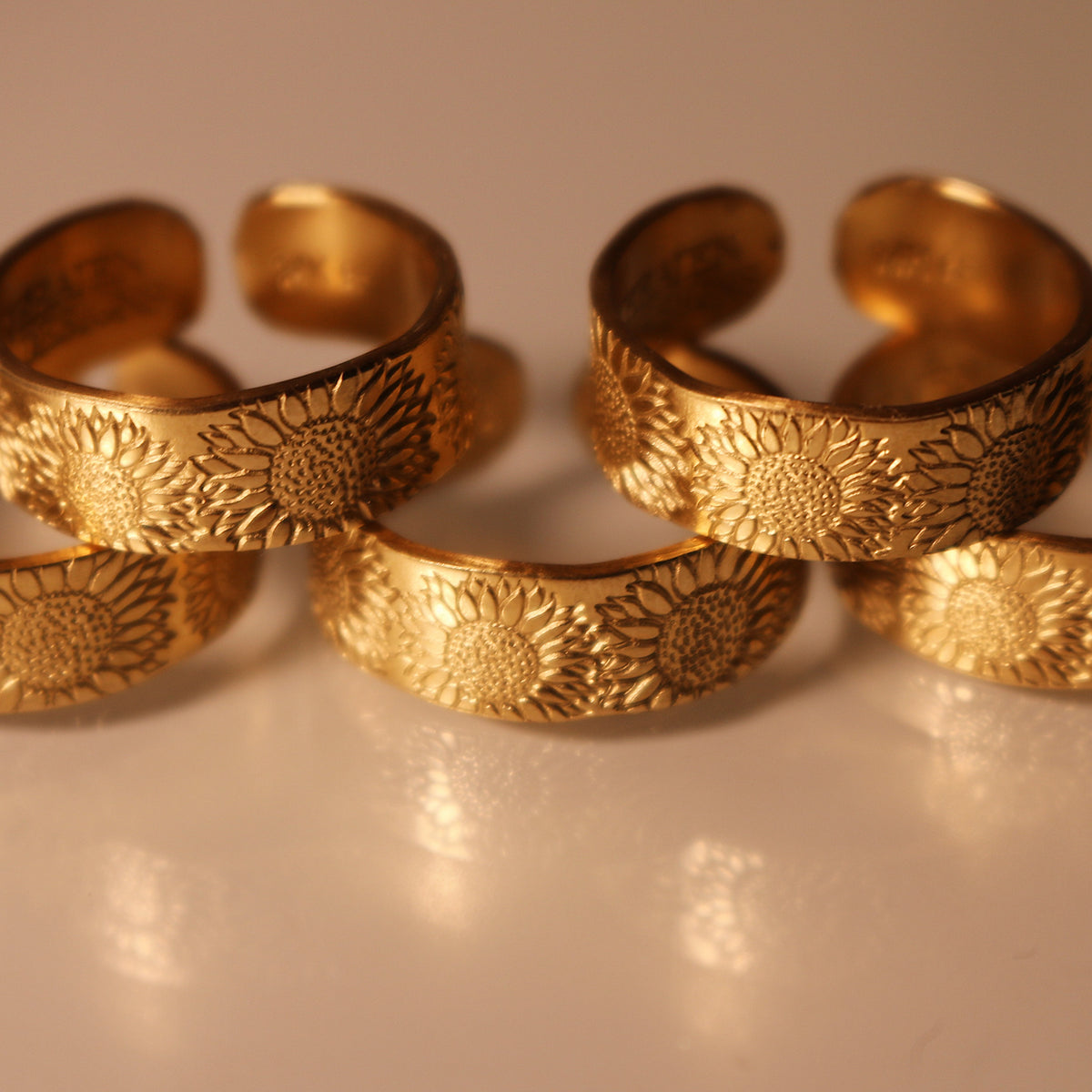 Gold Sunflower Ring | Floral Jewelry | Veeaien Designs