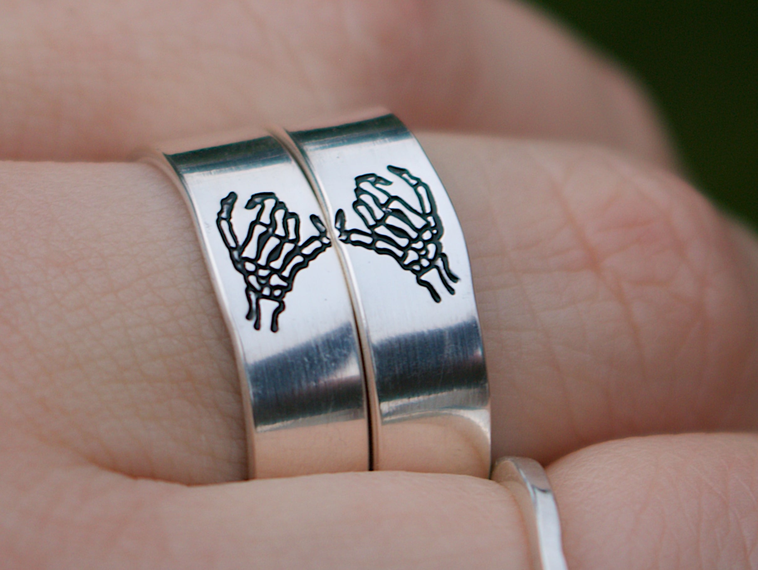 Double Skeleton Pinky Swear Ring Set - Veeaien Designs