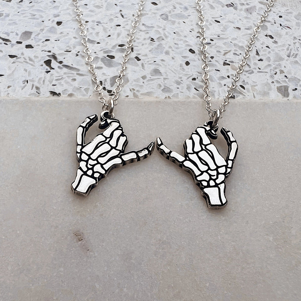 Matching Double Skeleton Pinky Swear Necklace Set - Veeaien Designs