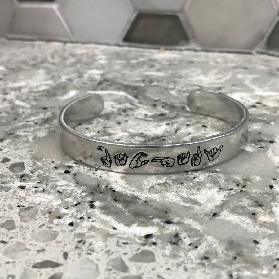ASL Name Bangle Bracelet | American Sign Language Jewelry - Veeaien Designs